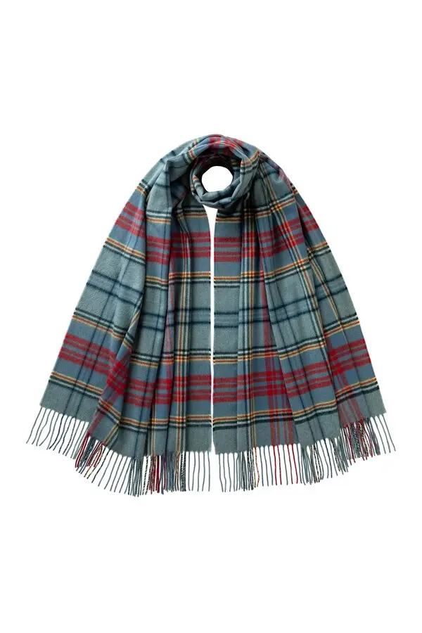 Johnstons Of Elgin Anderson Tartan Cashmere Stole - Blue