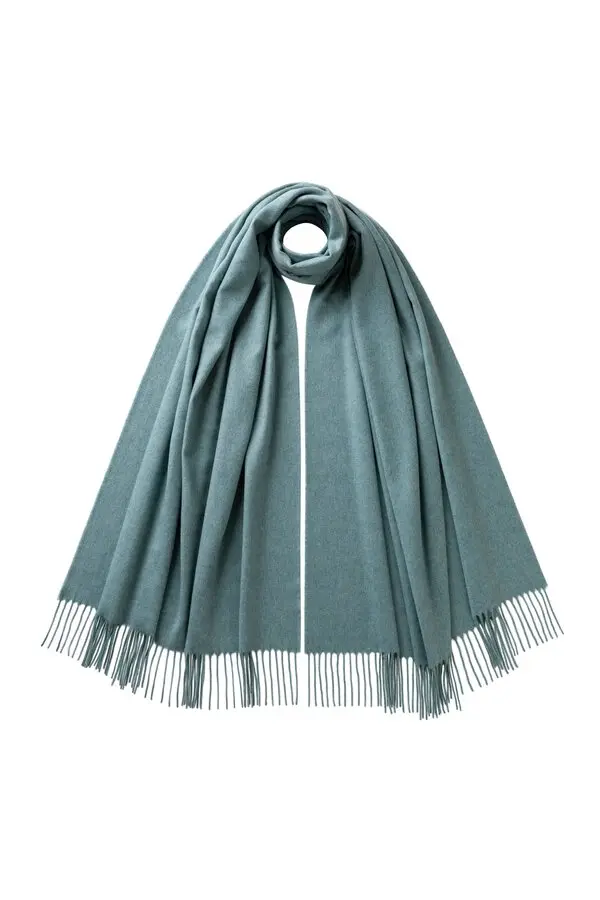 Johnstons Of Elgin Green Cashmere Stole - Blue