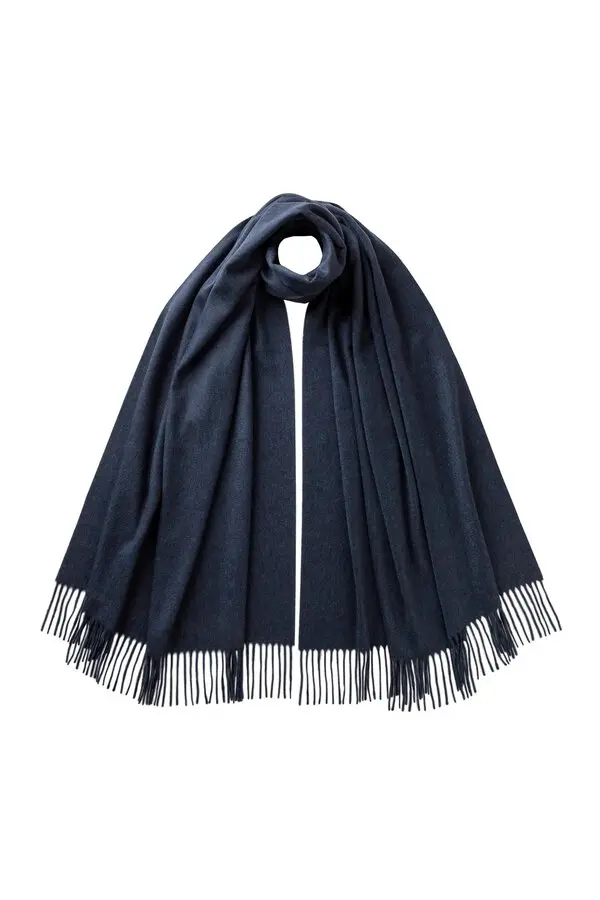 Johnstons Of Elgin Navy Cashmere Stole - Blue