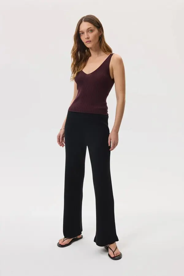 Johnstons Of Elgin Ribbed Merino Wide Leg Trousers