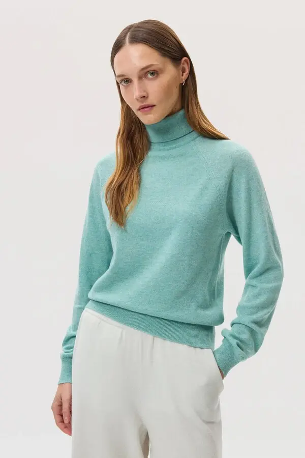 Johnstons Of Elgin Classic Cashmere Roll Neck Jumper - Green