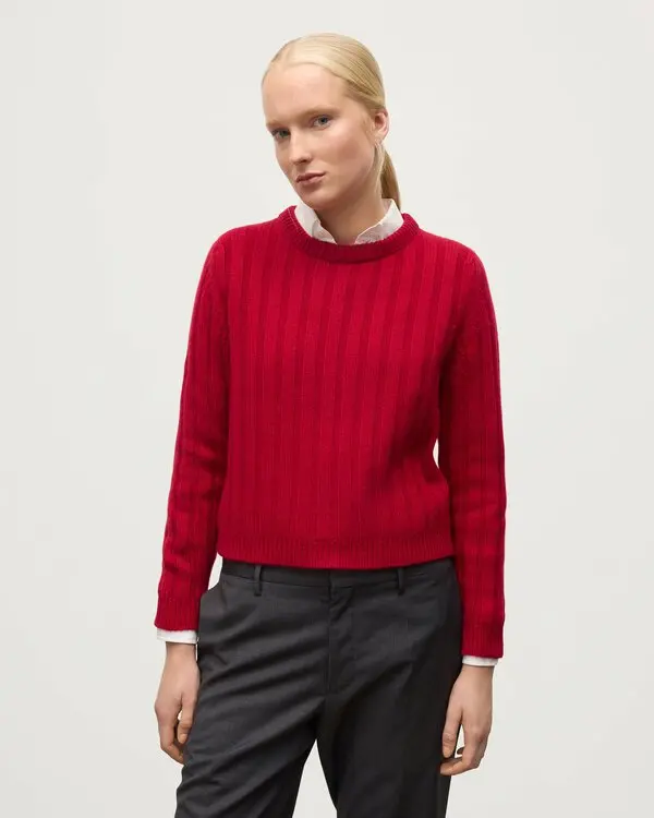 Johnstons Of Elgin Lecht Cashmere Crewneck Jumper - Red
