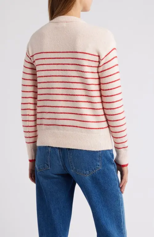 Caslon Stripe Relaxed Fit Sweater - Pink Fresco- Red Stripe