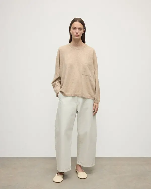 Johnstons Of Elgin Slouch Cashmere Jumper With Pocket - Natural