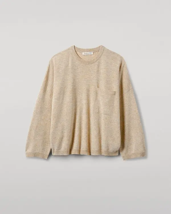 Johnstons Of Elgin Slouch Cashmere Jumper With Pocket - Natural