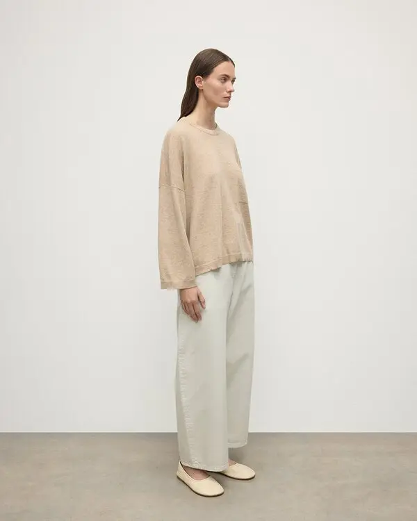 Johnstons Of Elgin Slouch Cashmere Jumper With Pocket - Natural