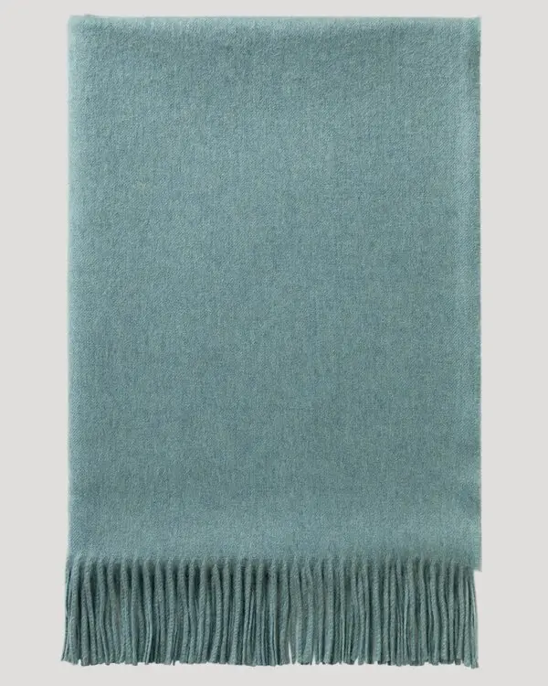 Johnstons Of Elgin Plain Cashmere Throw In Seascape - Green