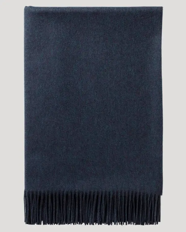 Johnstons Of Elgin Plain Cashmere Throw In Heather - Navy