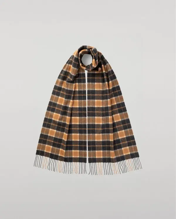 Johnstons Of Elgin Windowpane Check Cashmere & Vicuña Scarf - Natural