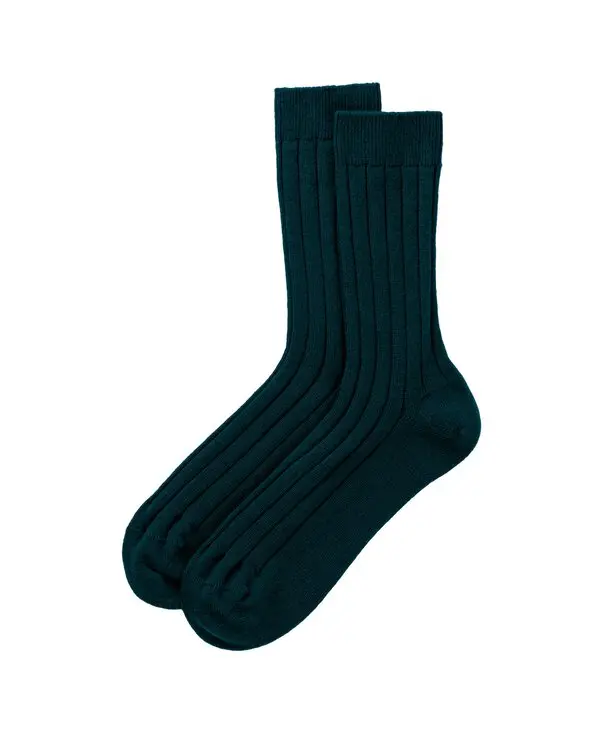 Johnstons Of Elgin Cashmere Ribbed Socks - Green