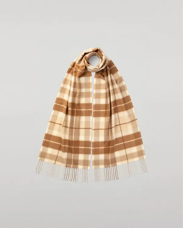 Johnstons Of Elgin Check Cashmere & Vicuña Scarf - Natural