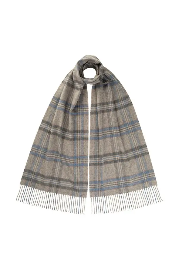 Johnstons Of Elgin Wide Cashmere Tweed Scarf - Blue