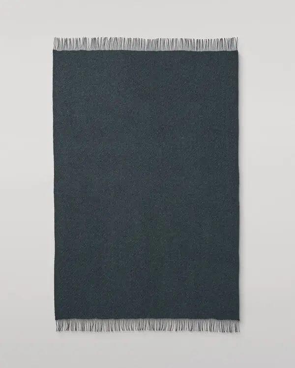 Johnstons Of Elgin Lofty Twill Blue Cashmere Throw - Navy