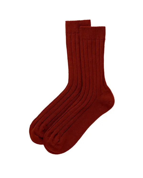 Johnstons Of Elgin Ribbed Cashmere Socks - Red