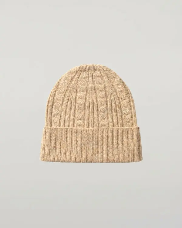 Johnstons Of Elgin Cable & Rib Cashmere Beanie - Natural