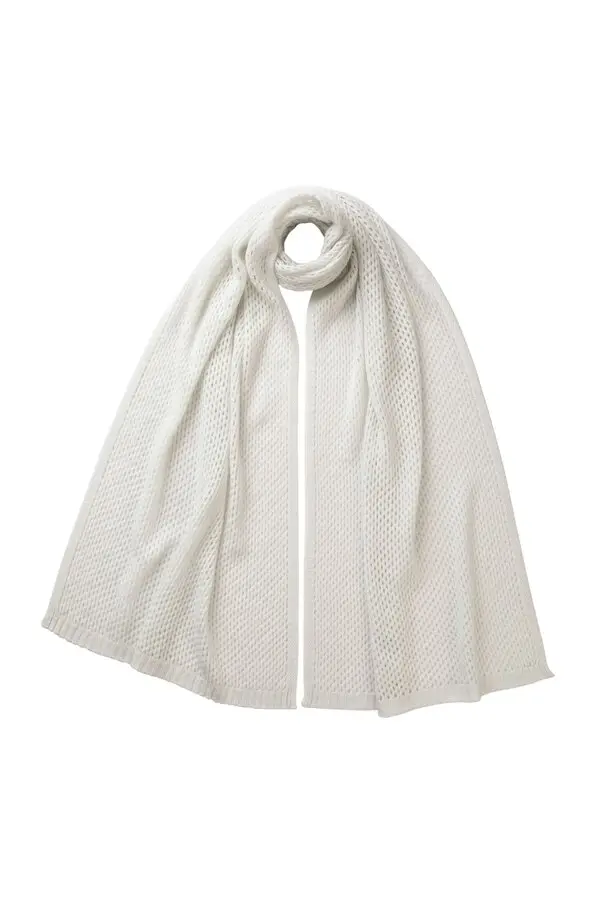 Johnstons Of Elgin Crochet Cashmere Stole - White