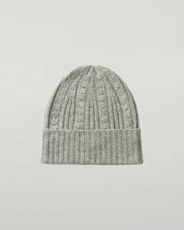 Johnstons Of Elgin Cable & Rib Light Cashmere Beanie - Grey