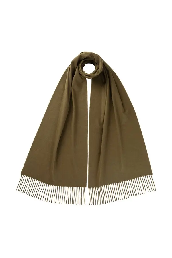 Johnstons Of Elgin Olive Wide Cashmere Scarf - Green
