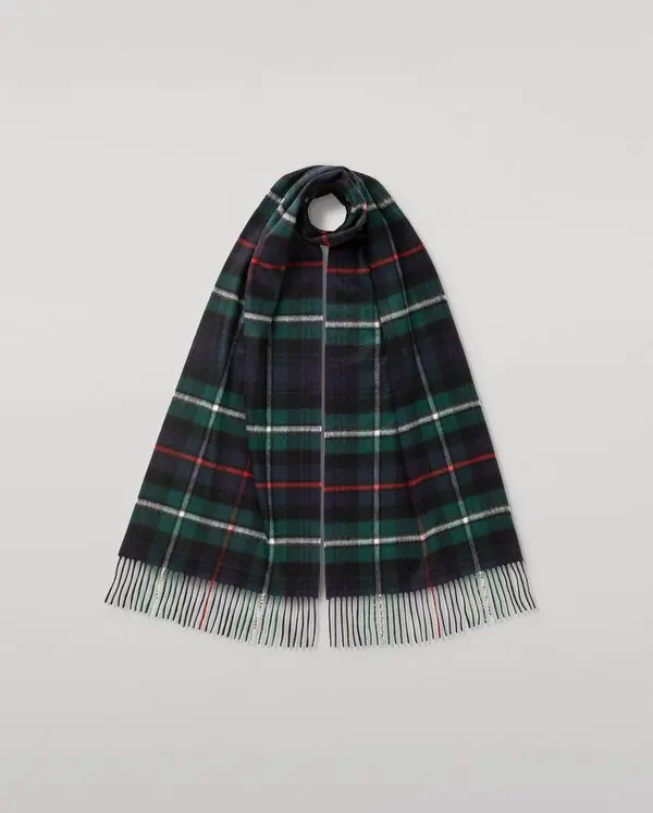 Johnstons Of Elgin Mackenzie Tartan Wide Cashmere Scarf - Navy