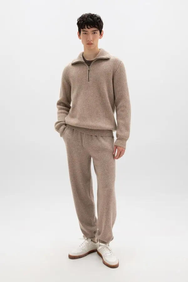 Johnstons Of Elgin Ribbed Cashmere Zip Neck Jumper
