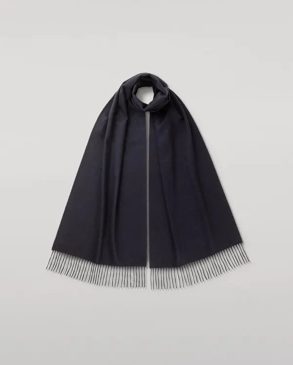 Johnstons Of Elgin Dark Wide Cashmere Scarf - Navy