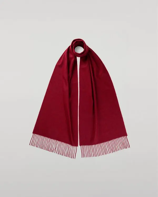 Johnstons Of Elgin Dark Wide Cashmere Scarf - Red
