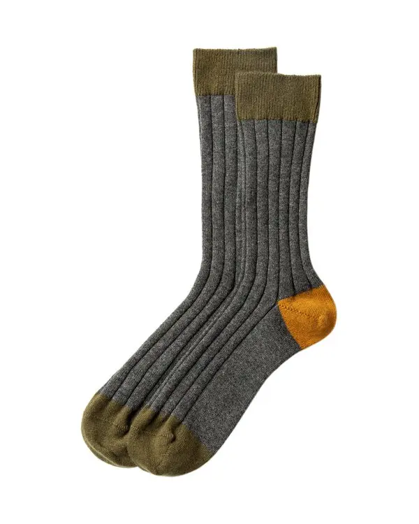 Johnstons Of Elgin Colour Block Cashmere Socks - Grey