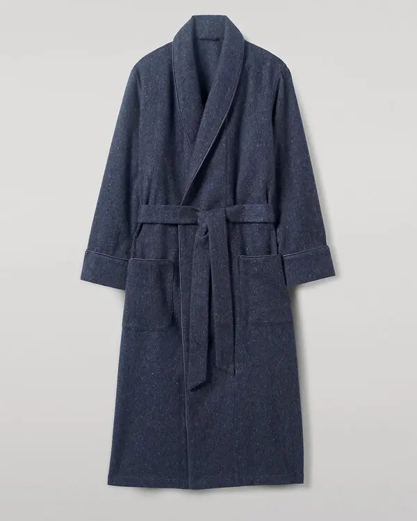 Johnstons Of Elgin Donegal Cashmere Dressing Gown - Navy