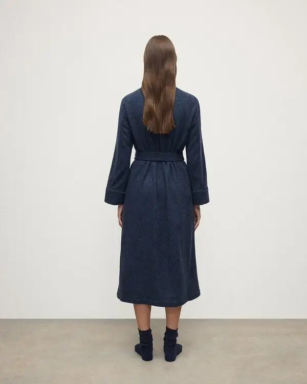 Johnstons Of Elgin Donegal Cashmere Dressing Gown - Navy