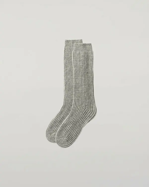 Johnstons Of Elgin Cashmere Ribbed Socks - Grey
