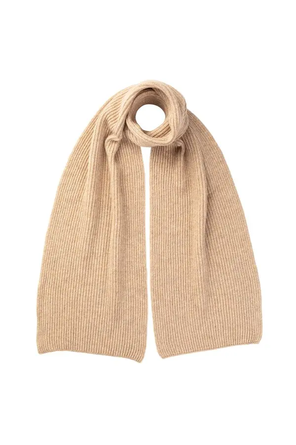 Johnstons Of Elgin Cashmere Ribbed Scarf - Natural