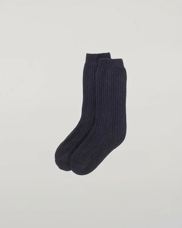 Johnstons Of Elgin Cashmere Ribbed Socks - Navy
