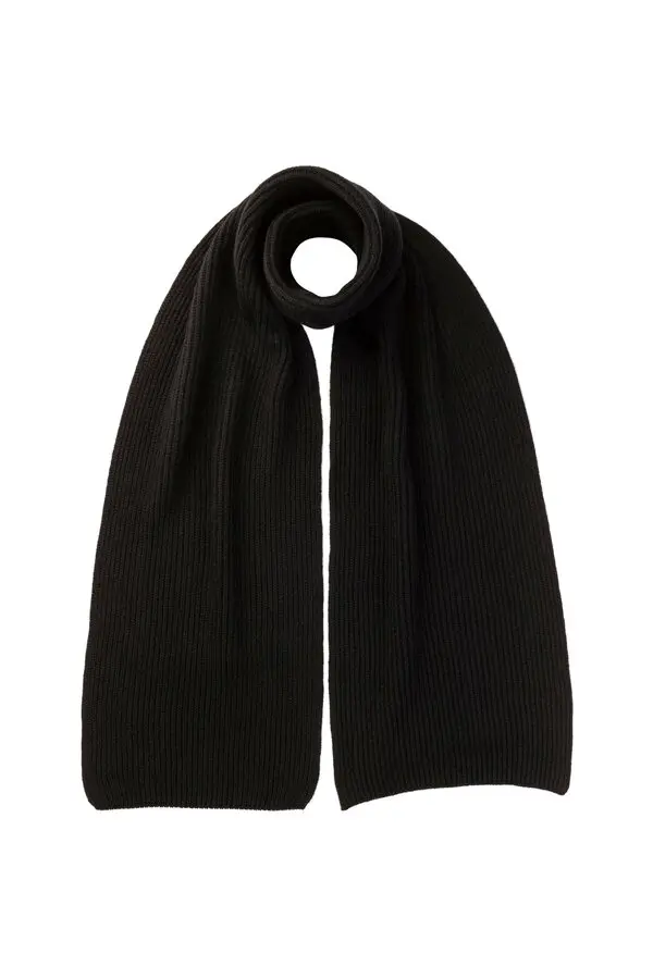 Johnstons Of Elgin Cashmere Ribbed Scarf - Black