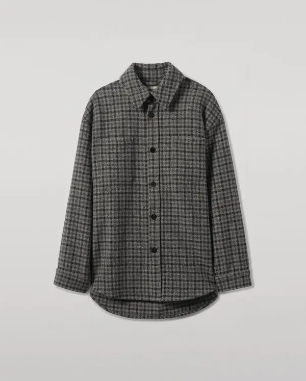 Johnstons Of Elgin Cashere Wool Blend Overshirt - Grey