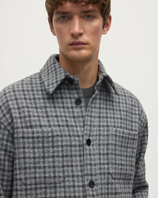 Johnstons Of Elgin Cashere Wool Blend Overshirt - Grey