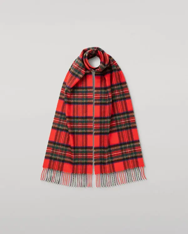 Johnstons Of Elgin Royal Stewart Tartan Cashmere Scarf - Red