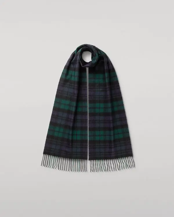Johnstons Of Elgin Black Watch Tartan Cashmere Scarf - Navy