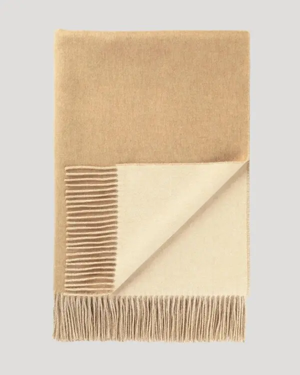 Johnstons Of Elgin Reversible & White Cashmere Throw - Natural