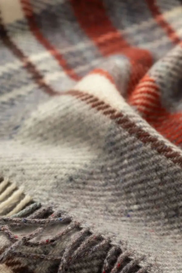 Johnstons Of Elgin Donegal Check Bed Throw In Russet