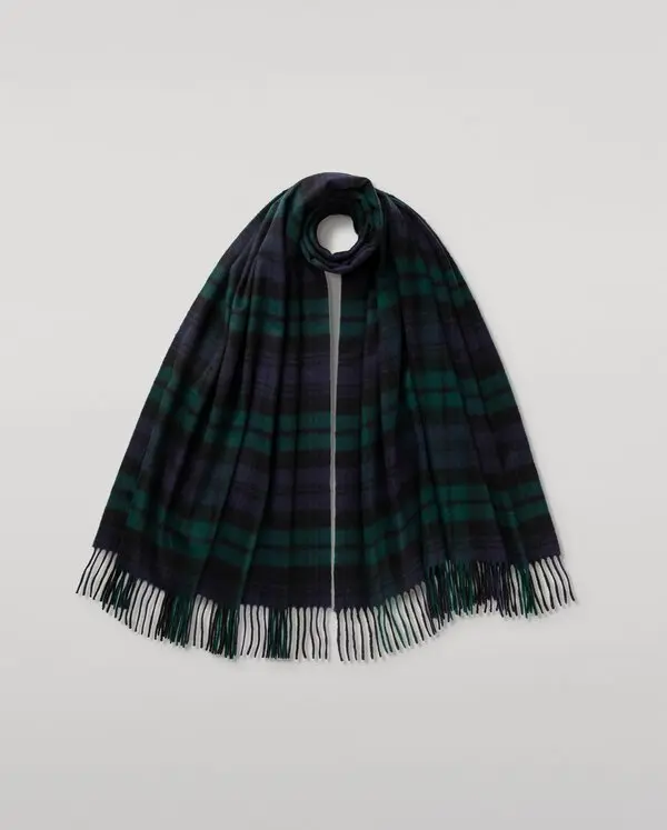 Johnstons Of Elgin Black Watch Tartan Cashmere Stole - Navy