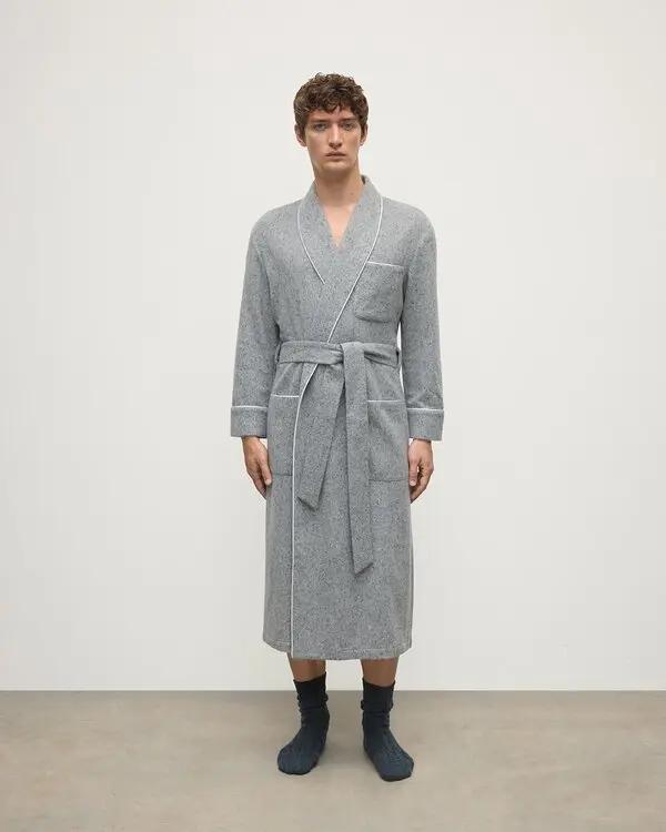 Johnstons Of Elgin Donegal Cashere Dressing Gown - Grey
