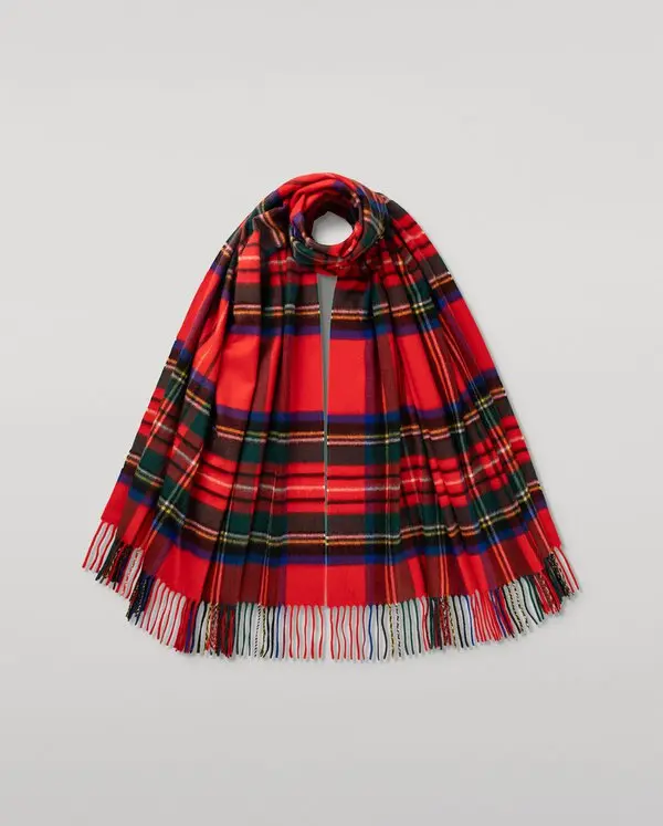 Johnstons Of Elgin Royal Stewart Tartan Cashmere Stole - Red