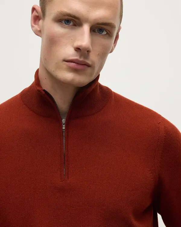 Johnstons Of Elgin Cashmere Zip Neck Jumper - Red