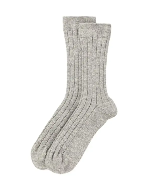 Johnstons Of Elgin Cashmere Ribbed Socks - Grey