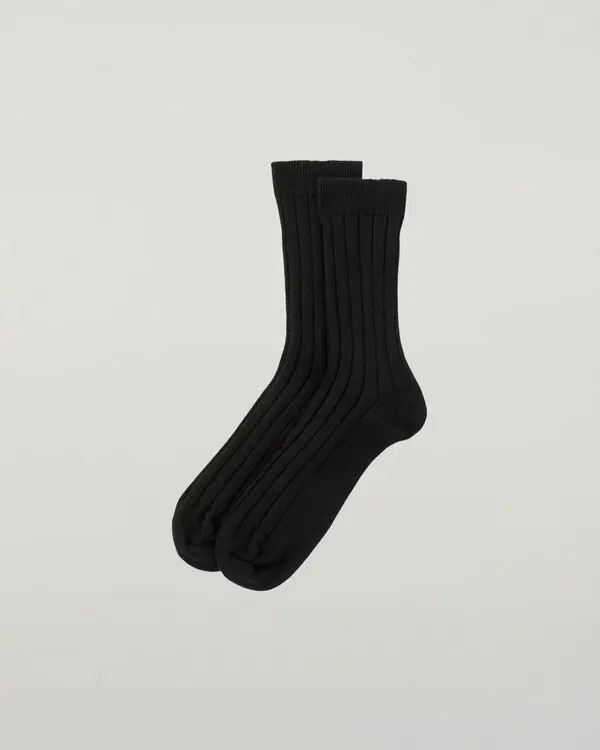 Johnstons Of Elgin Cashmere Ribbed Socks - Black
