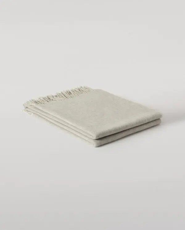 Johnstons Of Elgin Reversible Light & White Cashmere Throw - Grey