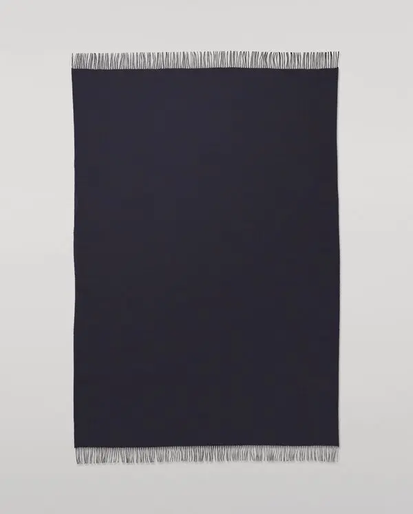 Johnstons Of Elgin Reversible & Light Grey Cashmere Throw - Navy