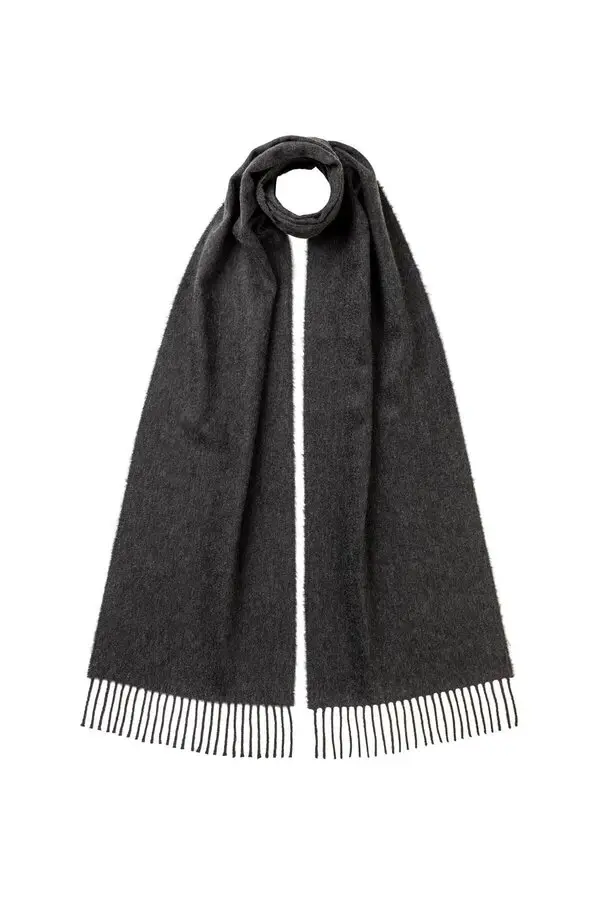 Johnstons Of Elgin Dark Cashmere Scarf - Grey