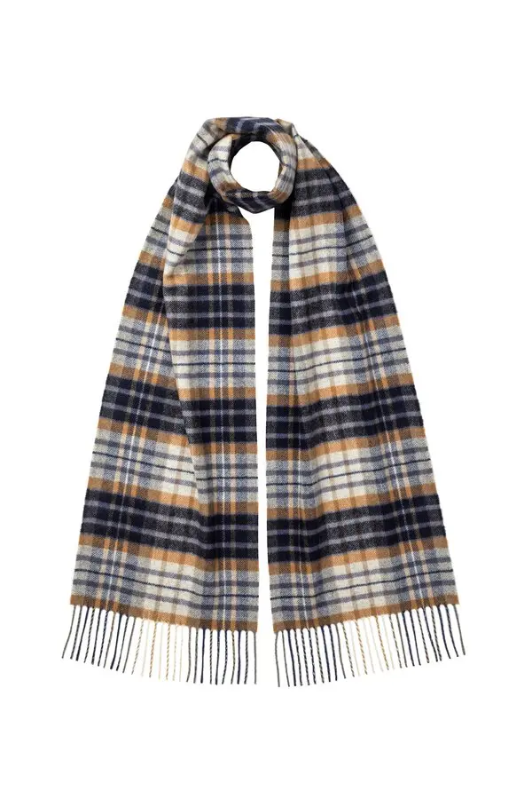 Johnstons Of Elgin House Check Cashmere Scarf - Navy