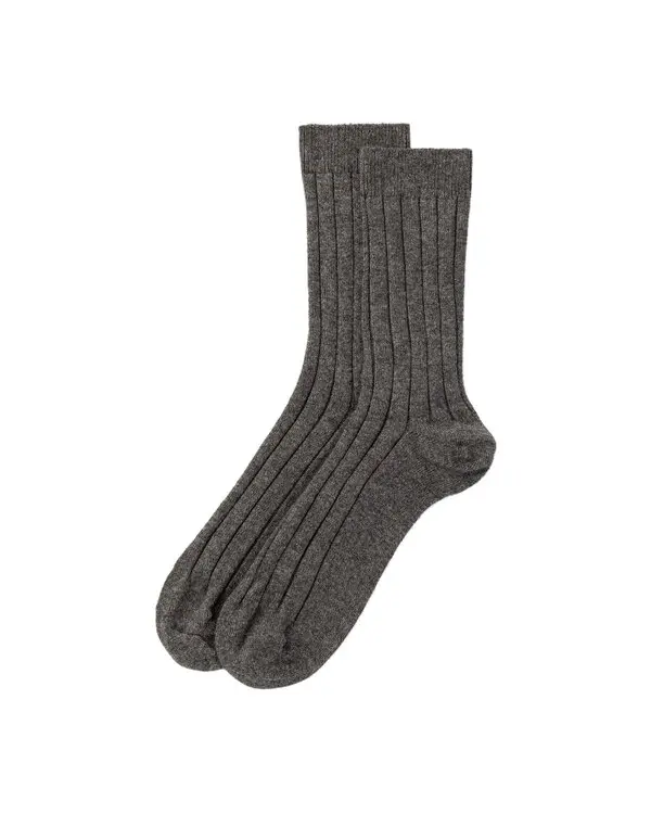 Johnstons Of Elgin Cashmere Ribbed Mid Socks - Grey